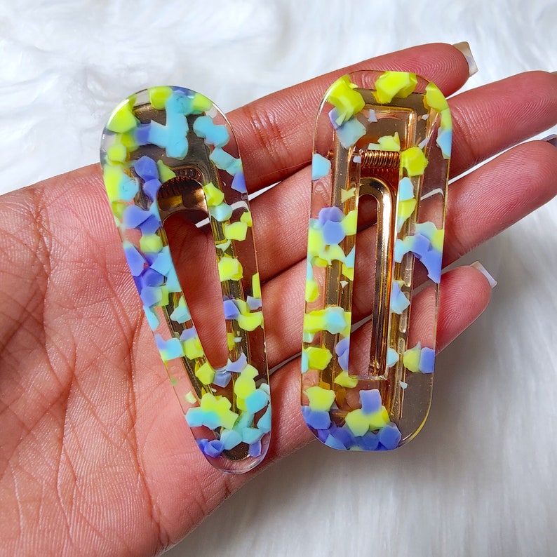 Set of 2 Cute Hair Clips Resin Acrylic Fashion Colourful - Etsy UK