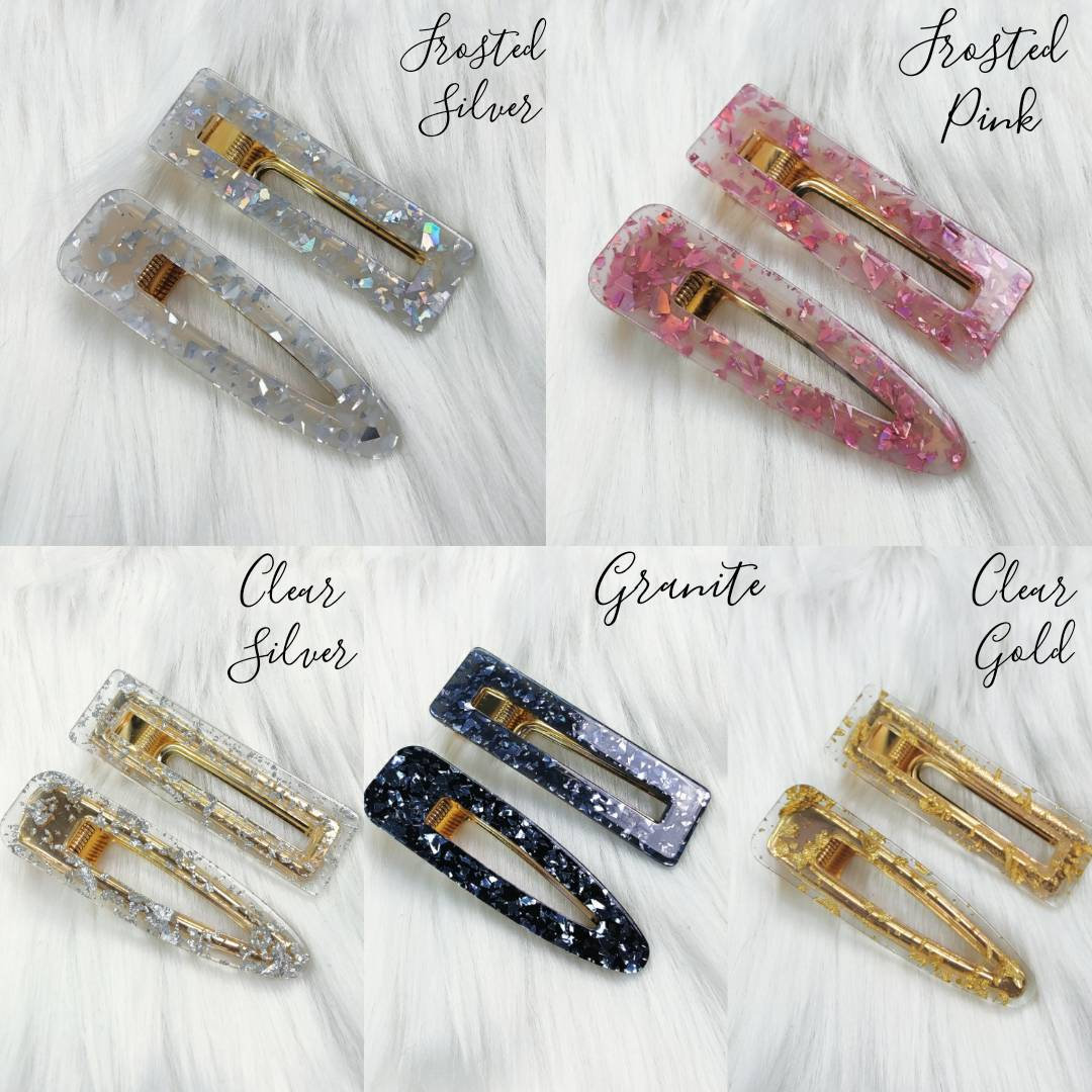 Set of 2 Resin Acrylic Fashion Hair Clips Colourful Pattern - Etsy UK