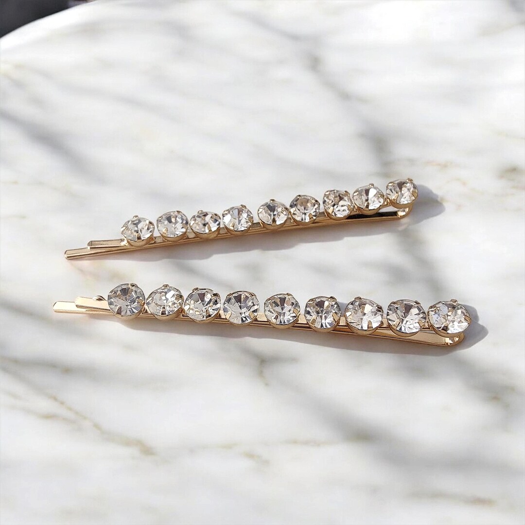 CLEARANCE Silver Gold Diamante Hair Slides | Crystal Hair Clips for ...