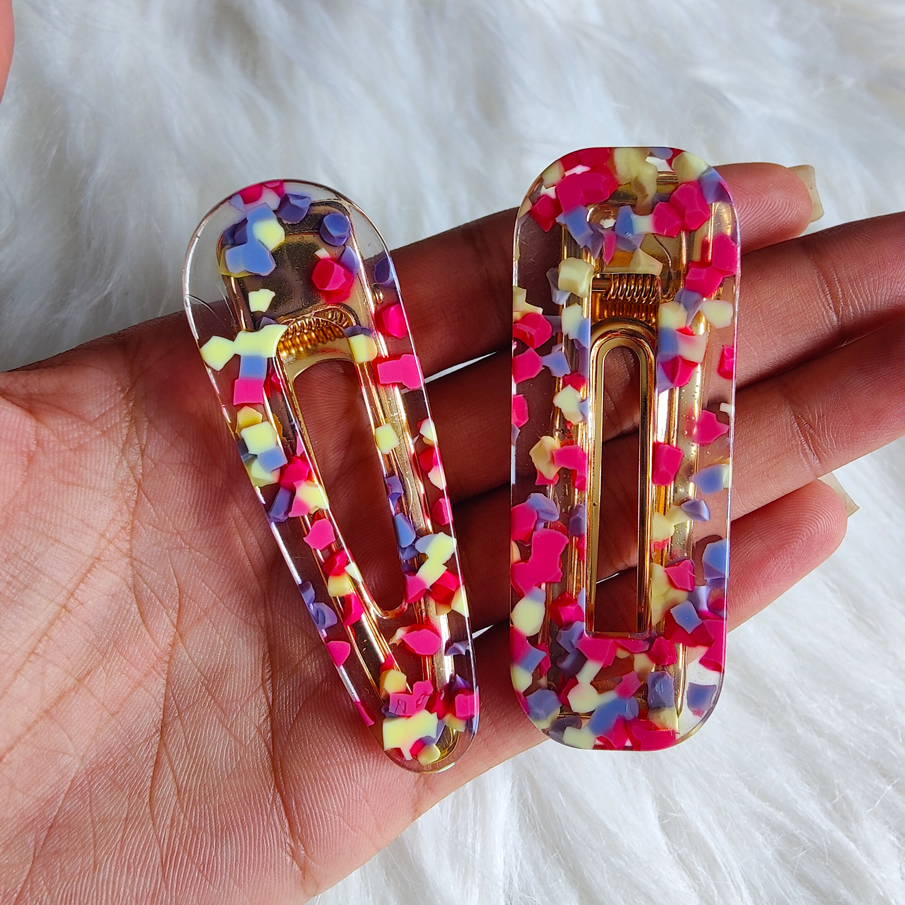 Set of 2 Cute Hair Clips Resin Acrylic Fashion Colourful - Etsy UK