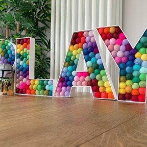Rainbow Felt Ball Letter PLAY| Wooden Fillable Letter| Decorative ...