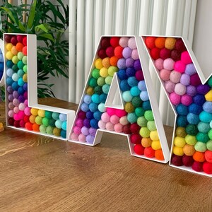 Rainbow Felt Ball Letter PLAY| Wooden Fillable Letter| Decorative ...