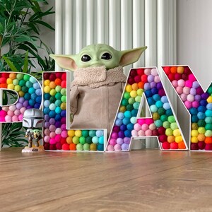 Rainbow Felt Ball Letter PLAY| Wooden Fillable Letter| Decorative ...