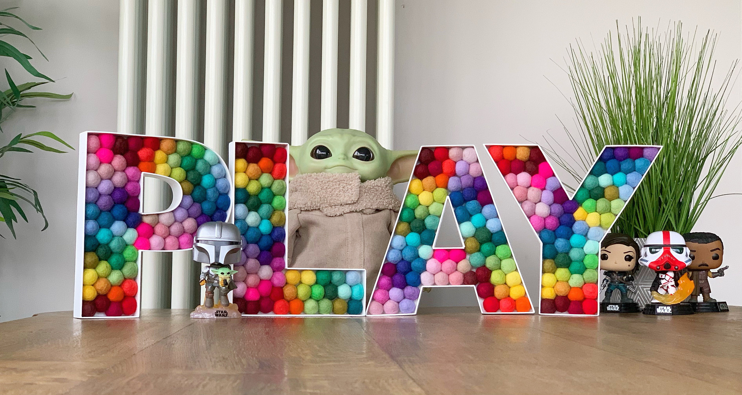 Rainbow Felt Ball Letter PLAY Wooden Fillable Letter - Etsy
