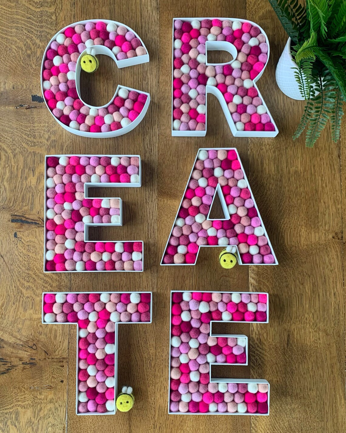 Rainbow Felt Ball Letter PLAY Wooden Fillable Letter - Etsy