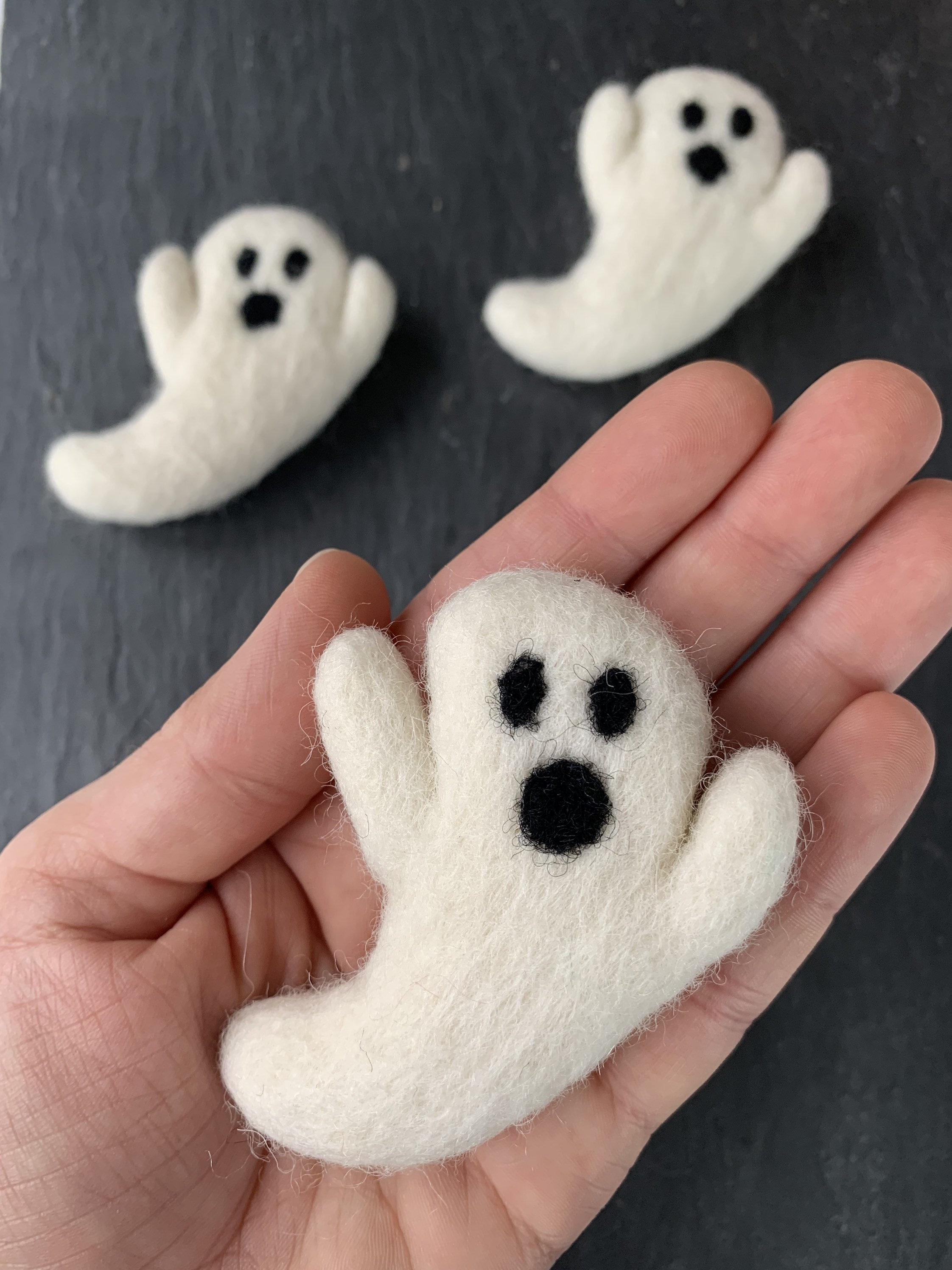 Felted Ghosts Felt Ball Garland Halloween Felt Ball Garland - Etsy