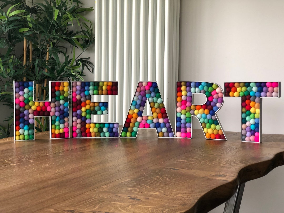 5 Letter Wooden Felt Ball Letter|wooden Letters|fillable Letters|home ...