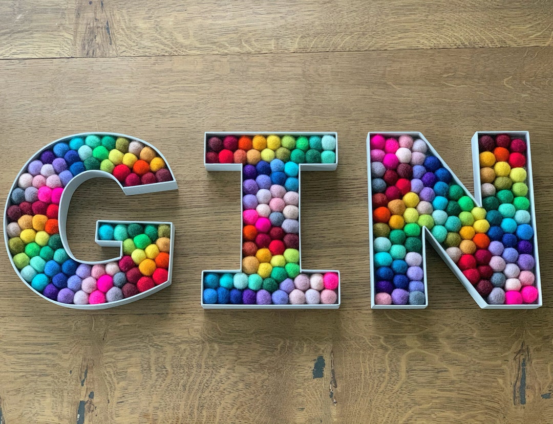 GIN Wooden Felt Ball Letter| Wooden Fillable Letter| Alphabet Letter ...