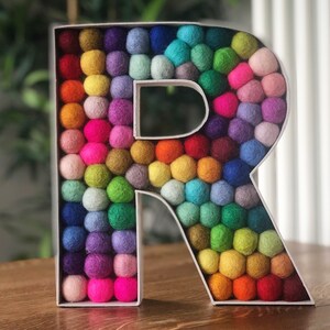 A-Z Wooden Felt Ball Letter|wooden Letter|fillable Letter|rainbow ...