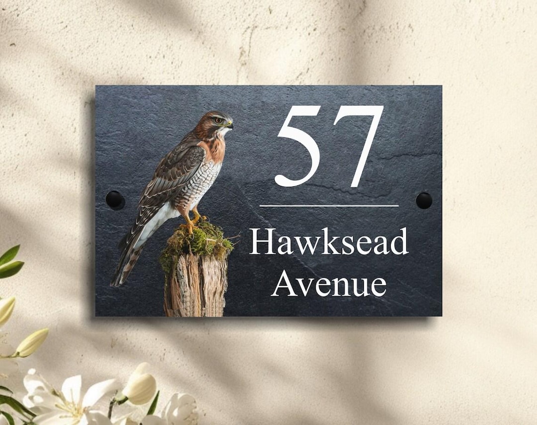 British Birds of Prey Slate House Signs - Barn Owl, Osprey, Kestrel Etc ...
