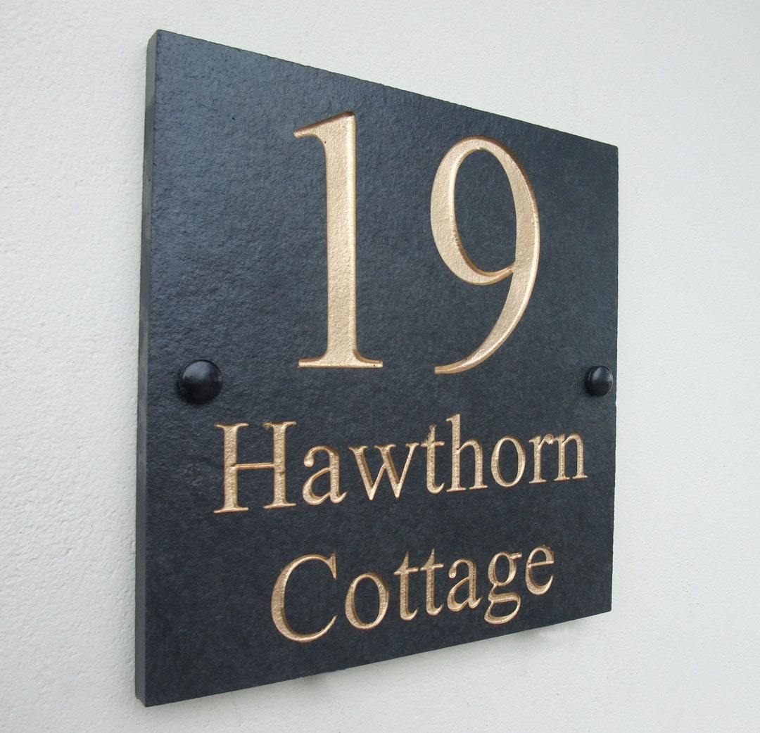 New Natural Deep Engraved Paint In-filled Slate House Door Sign Plaque ...