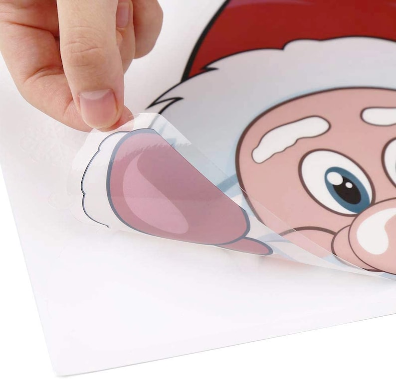 Peeping Santa and Rudolph Christmas Windows Stickers New Year Cling ...