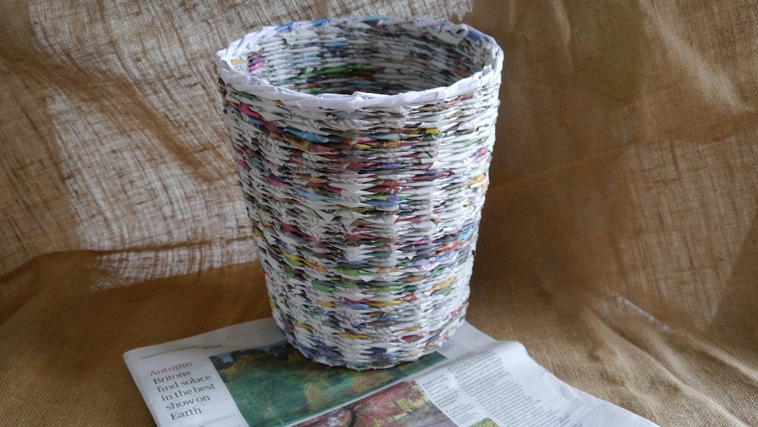 Original Handmade Waste Bin Made From Recycled Newspapers & Magazines ...