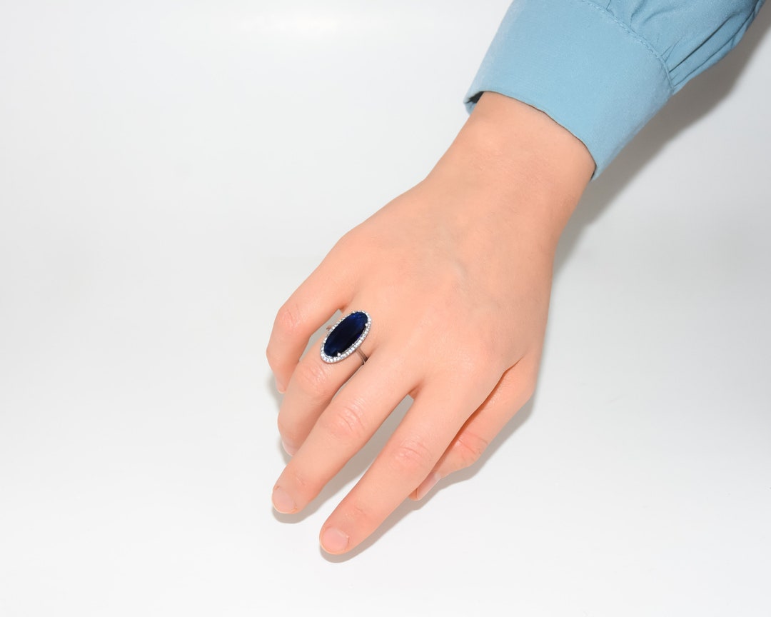 Dark Blue Stone Ring Silver Ring With Blue Zircon Stone - Etsy