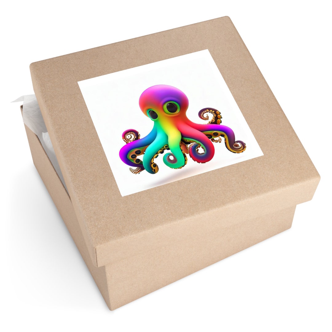 Octopus Sticker Square Octopus Sticker Indoor Outdoor Stickers - Etsy