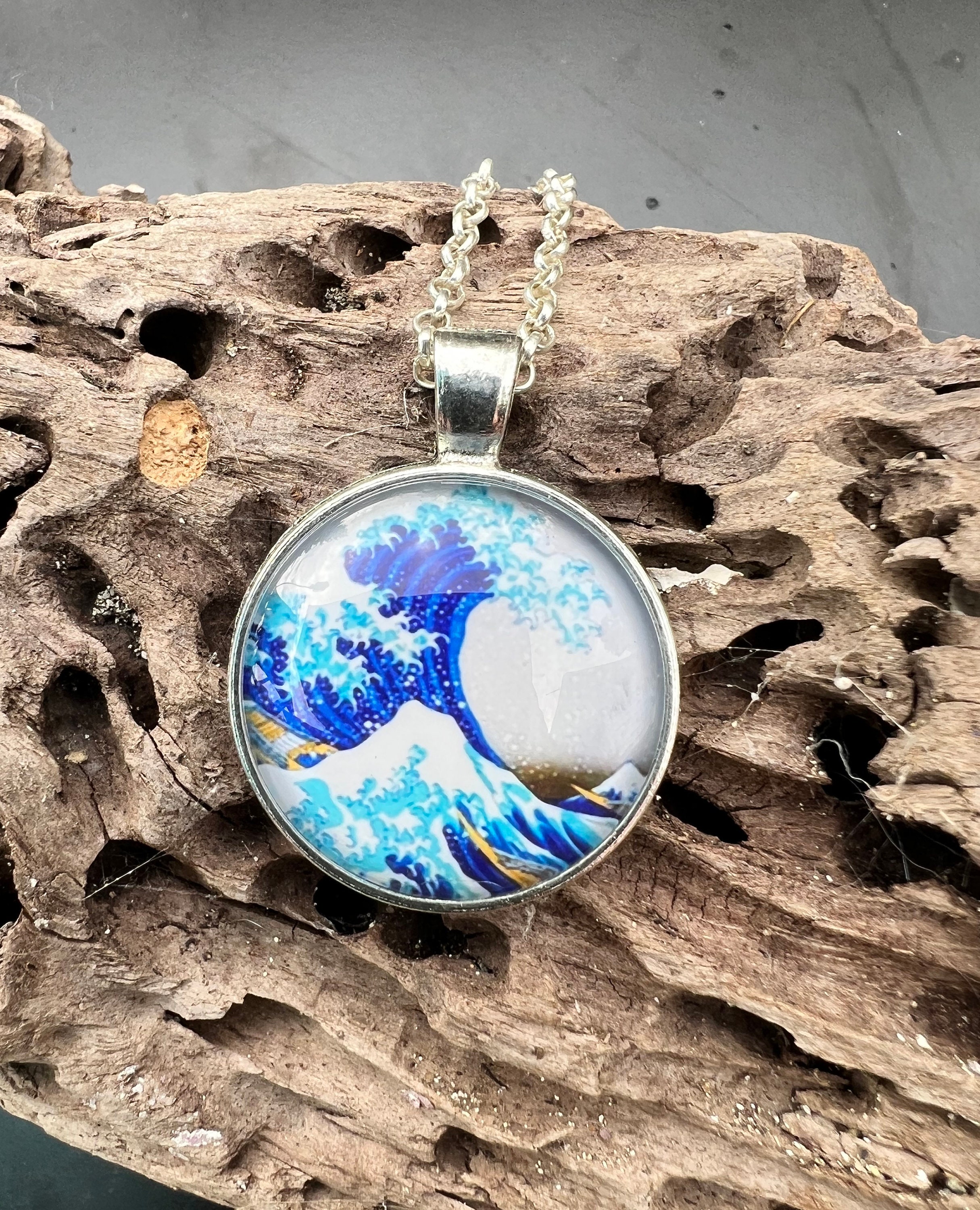 Ocean Wave Pendant (japanese Block Art) - Etsy