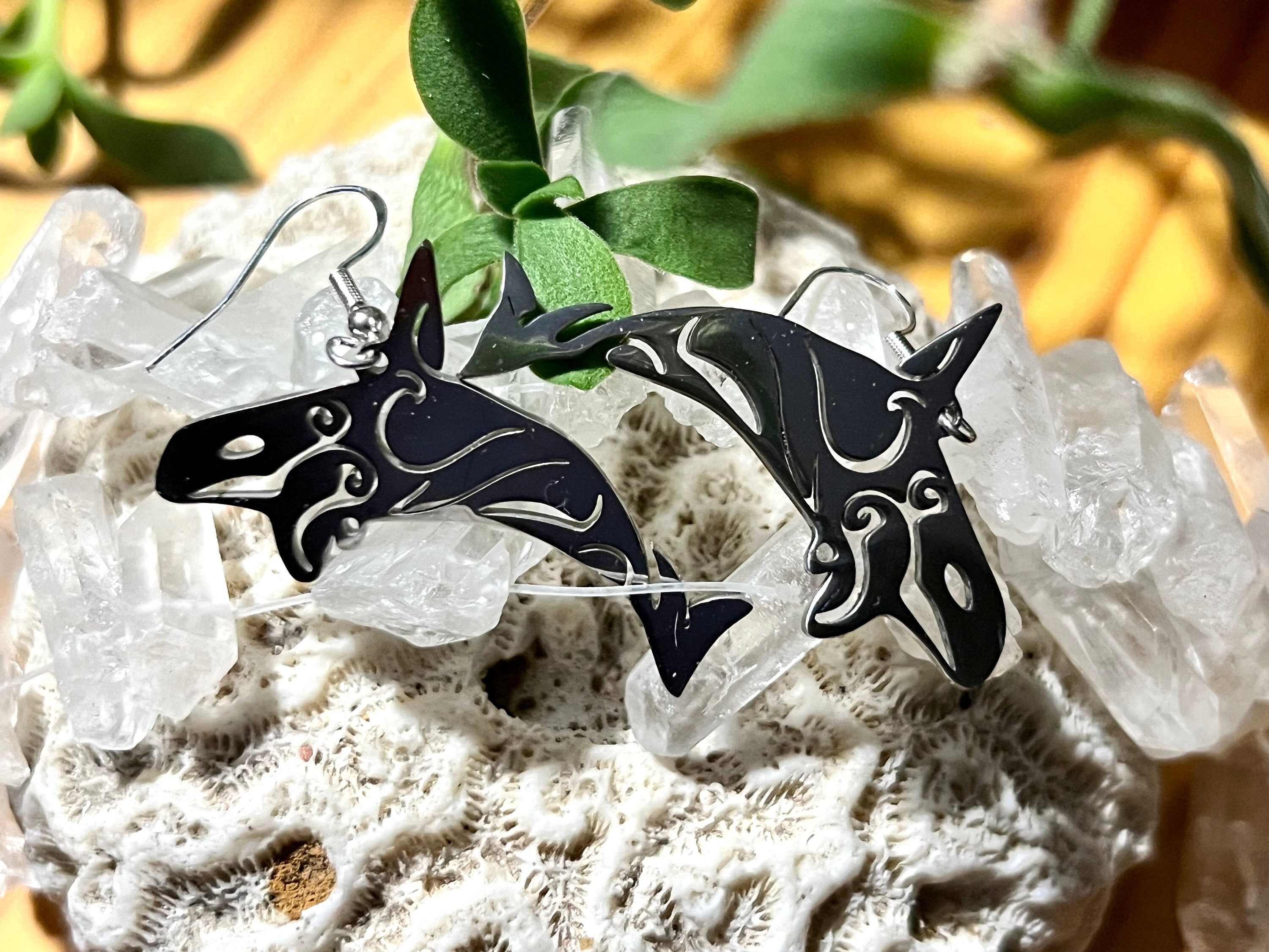 Silver Orca Whale Earrings - Etsy