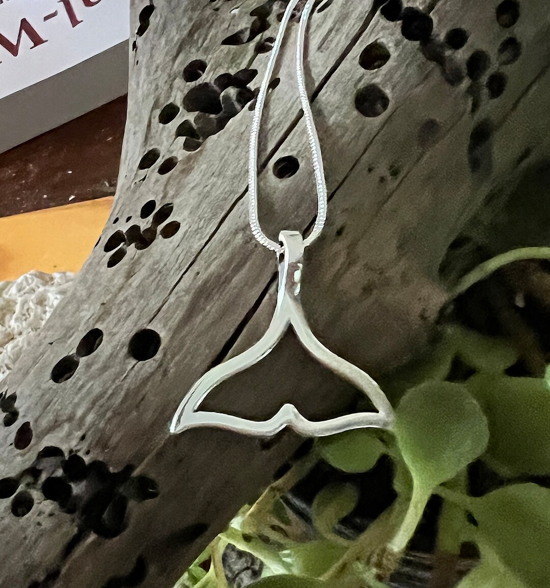 Sterling Silver Whale Tale Necklace - Etsy