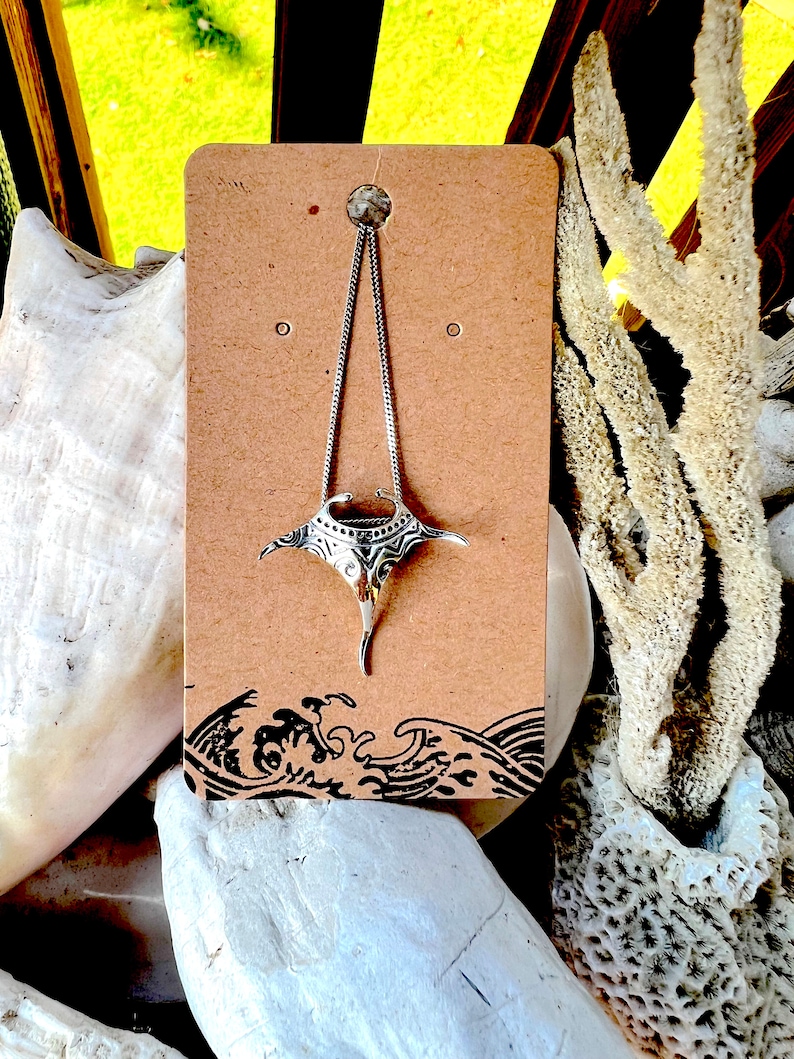 Manta Ray Pendant With Silver Chain - Etsy