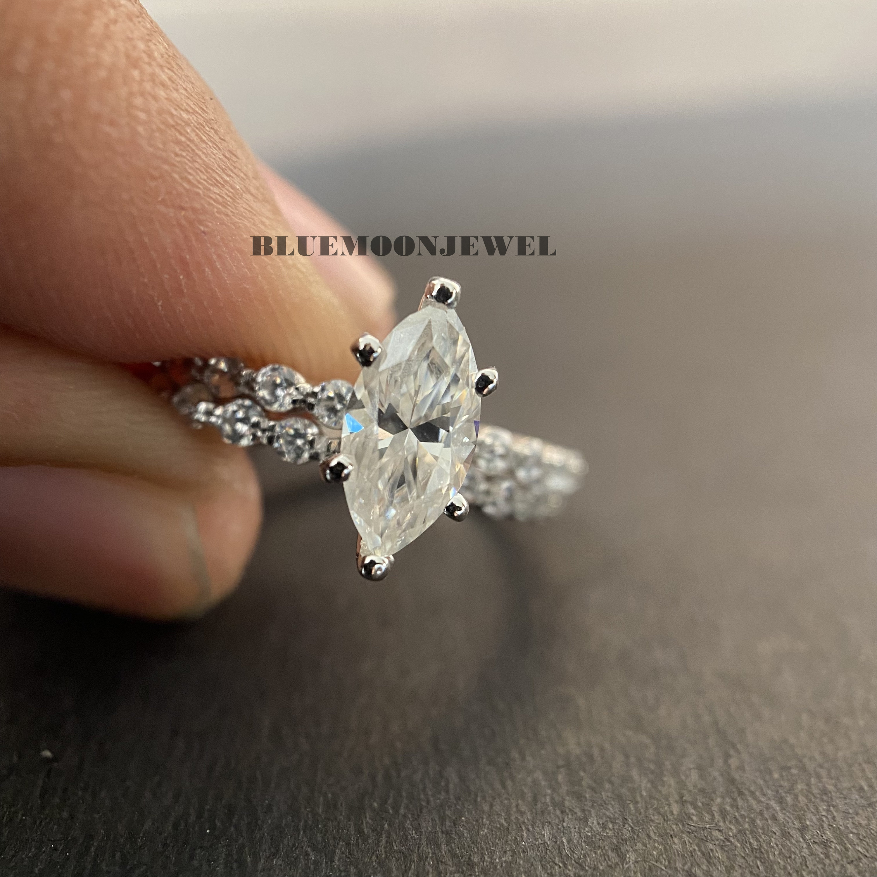 2.00ct Marquise Cut Engagement Ring Set / Vintage Marquise Cut - Etsy