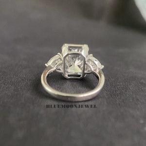 Grey Radiant Moissanite Engagement Ring, Three Stone Gray Moissanite ...