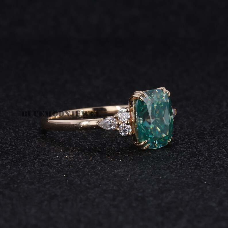 Blue Moissanite Ringcoloured Moissanite Ring Moissanite - Etsy