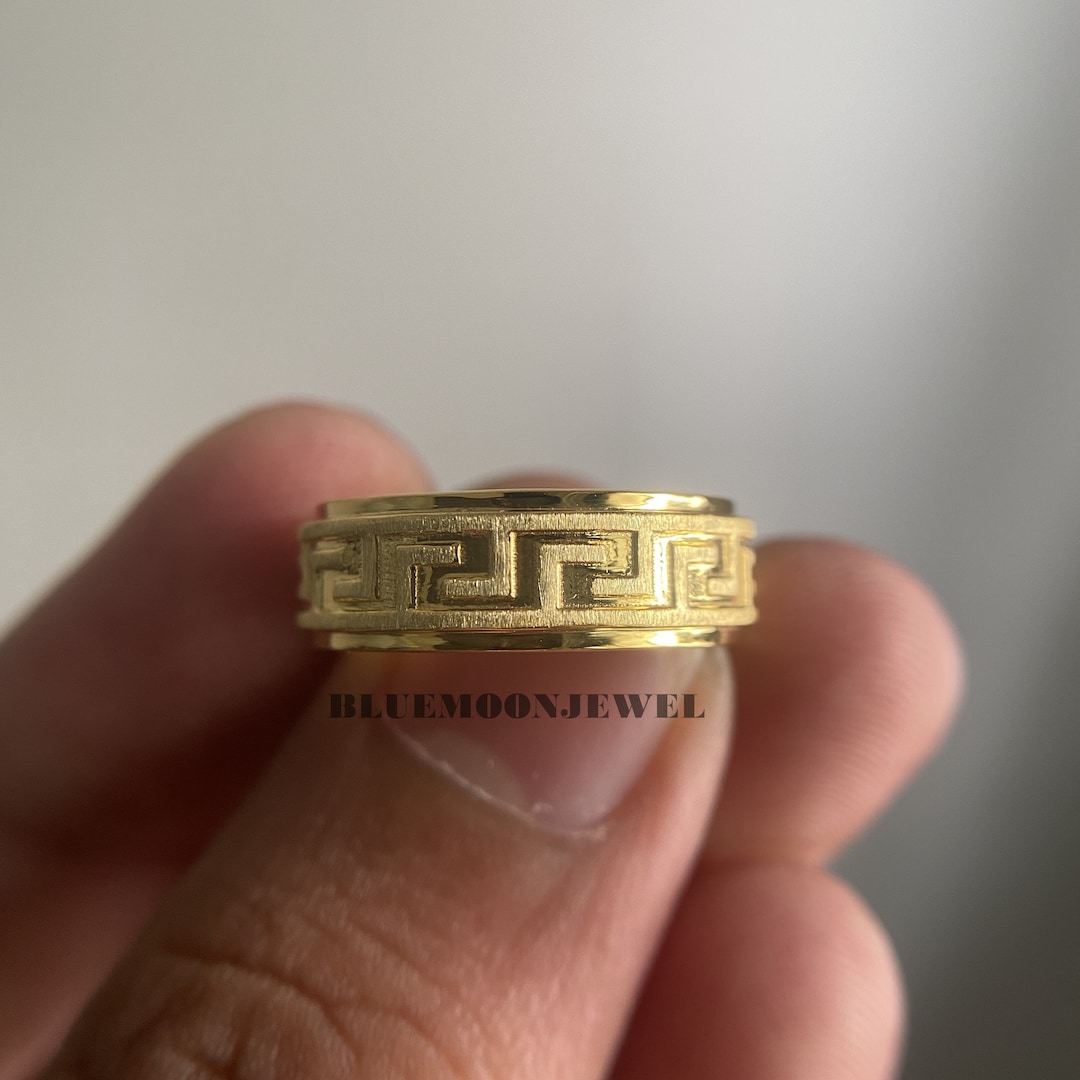 Men's Womens Designer Band Ring, 14k Solid Gold Ring, Unisex Ring, Gift ...