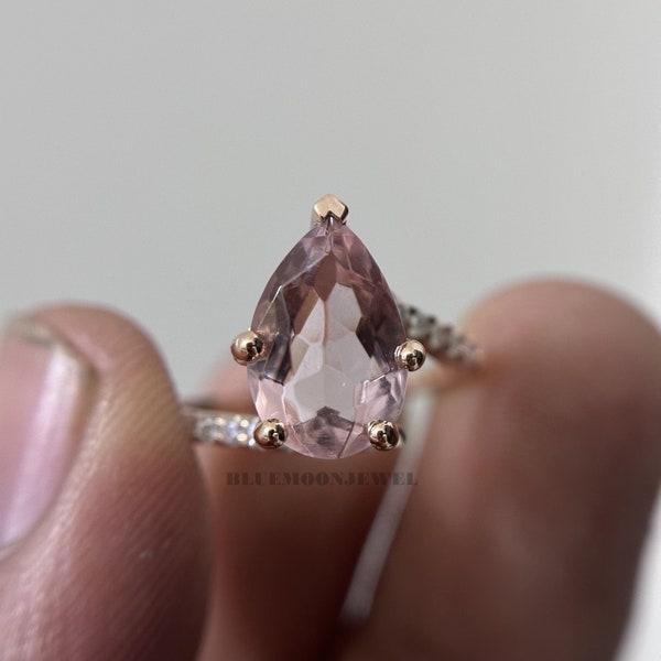 Large Morganite Ring - Etsy