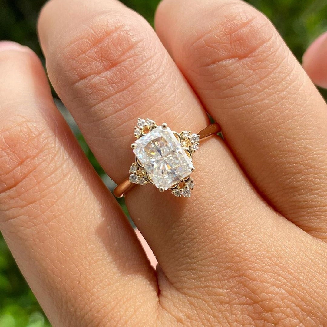 2.50 Ct Gold Radiant Cut Engagement Ring, Diamond Radiant Cut Wedding ...