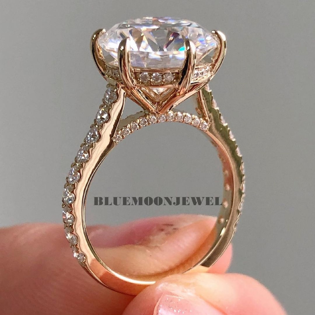 Colorless Moissanite Rings 9mm Round Cut Moissanite - Etsy