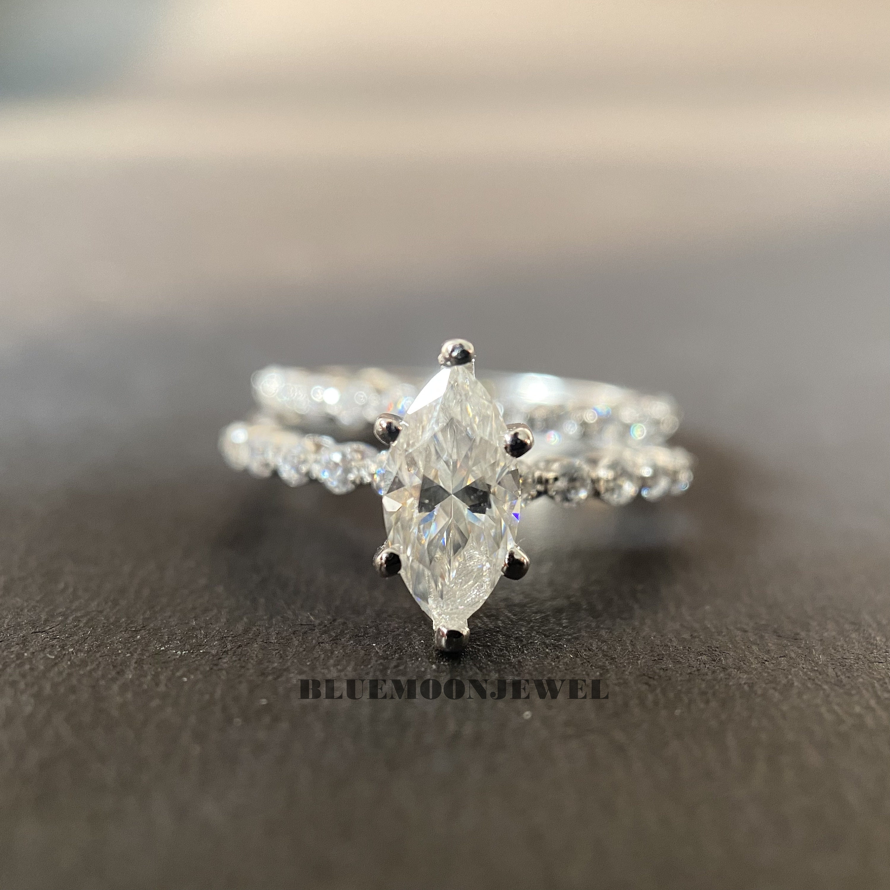 2.00ct Marquise Cut Engagement Ring Set / Vintage Marquise Cut - Etsy