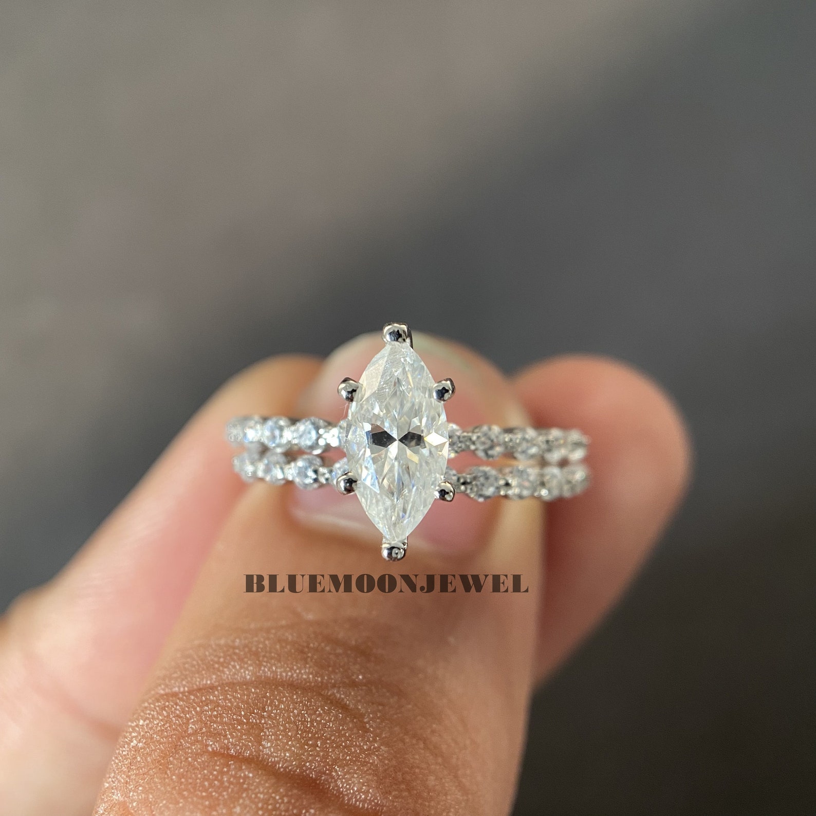 2.00ct Marquise Cut Engagement Ring Set / Vintage Marquise Cut - Etsy