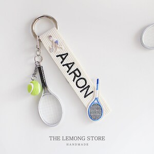Personalized Name Tag, Tennis Keychain, Personalized Embroidery Name ...