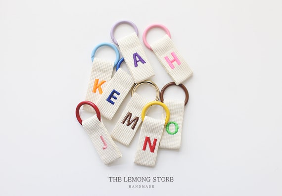 Personalized Name Tag Bag Tag Initial Embroidery Key Chain - Etsy