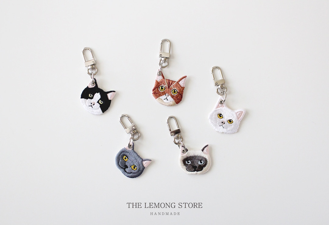 Kitty Key Chain, Cat Charms, Personalized Name Tag, Gift Key Ring - Etsy