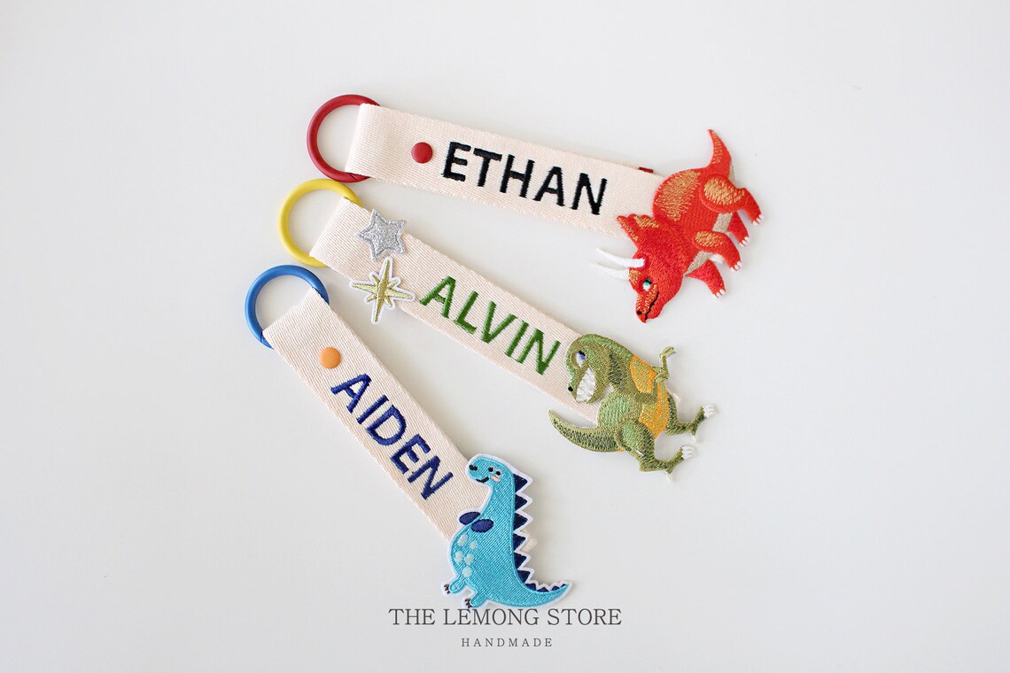 Personalized Name Tag Dinosaur Personalized Embroidery Name - Etsy