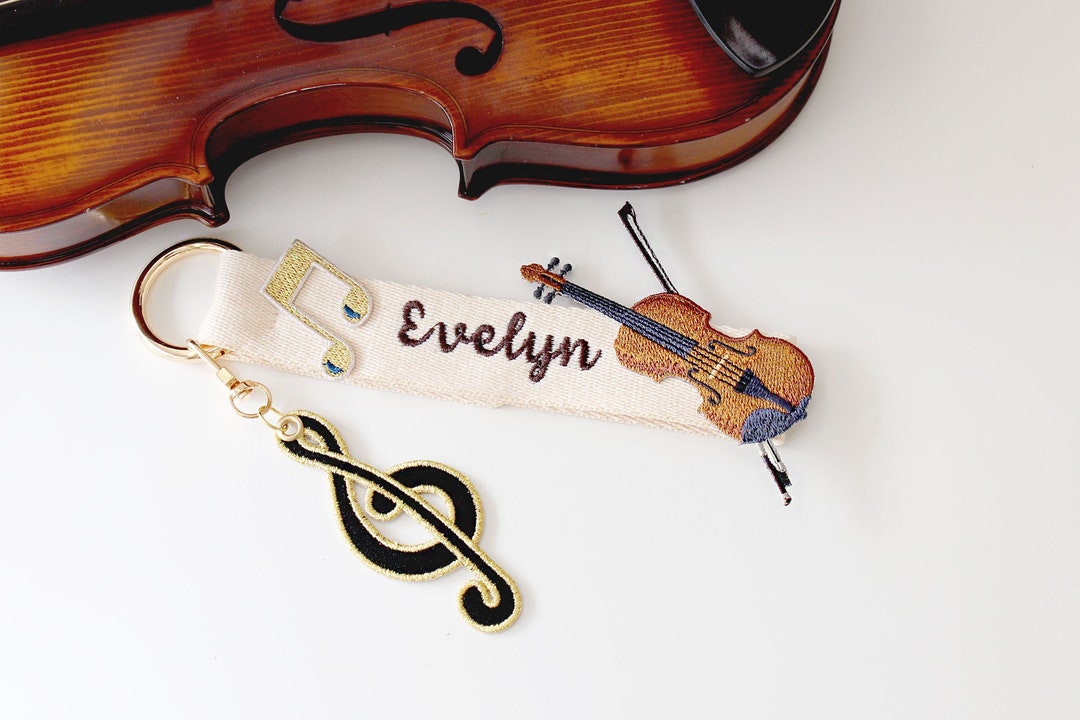 Violin Personalized Embroidery Name Tag, Teacher Appreciation Gift, Key ...