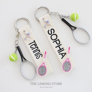 Personalized Name Tag, Tennis Keychain, Personalized Embroidery Name ...