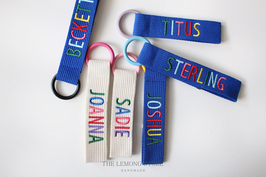 Personalized Embroidery Name Tag, Colorful Keychain, Teacher Gift - Etsy