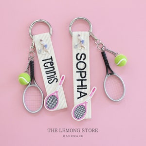 Personalized Name Tag, Tennis Keychain, Personalized Embroidery Name ...