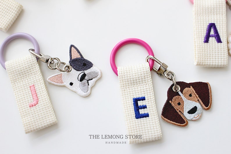 Personalized Name Tag Bag Tag Initial Embroidery Key Chain - Etsy