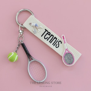 Personalized Name Tag, Tennis Keychain, Personalized Embroidery Name ...