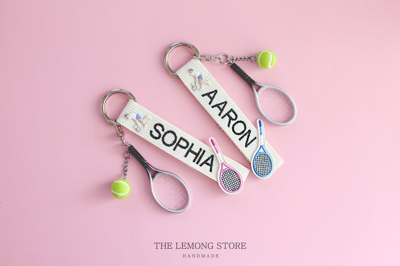Personalized Name Tag, Tennis Keychain, Personalized Embroidery Name ...