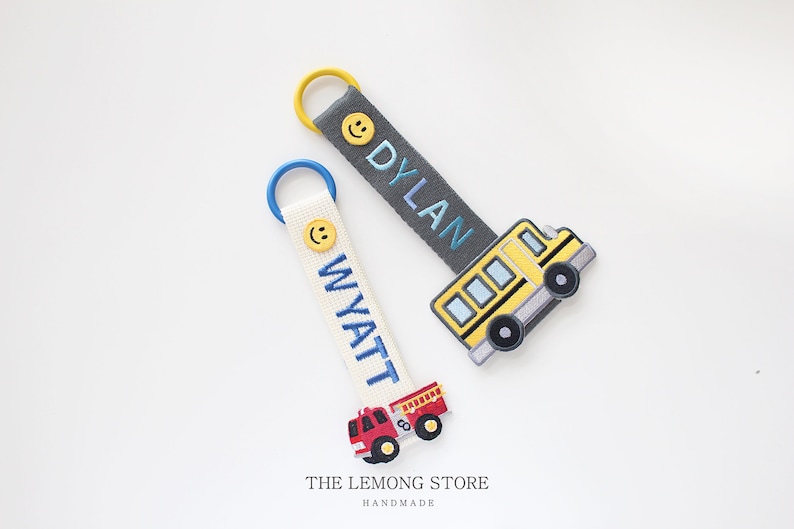 Personalized Name Tag, Bag Tag, School Bus Personalized Embroidery Name ...