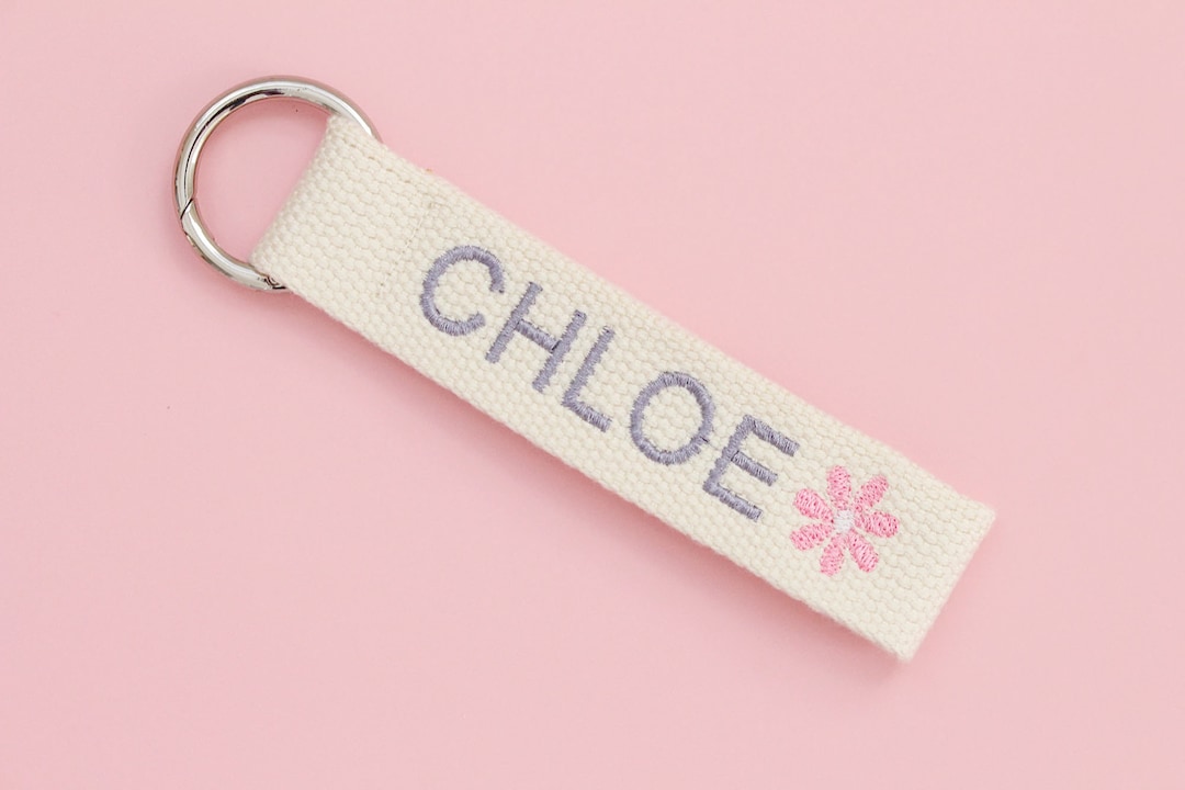 Personalized Embroidery Name Tag, Simple Key Chain, Custom Item, Custom ...