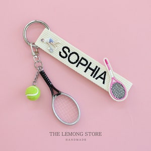Personalized Name Tag, Tennis Keychain, Personalized Embroidery Name ...