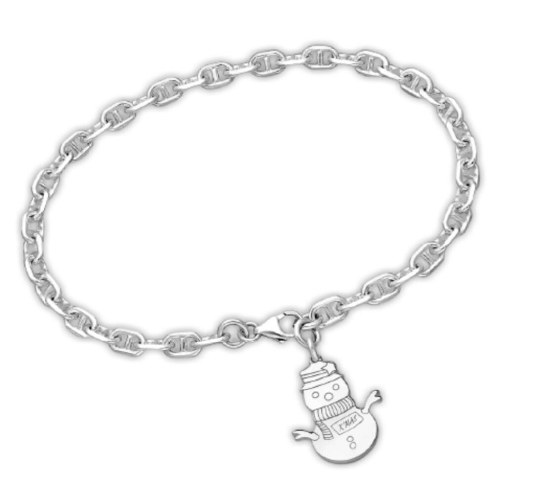 925 Sterling Silver Snowman Link Bracelet Winter Festive Jewellery ...