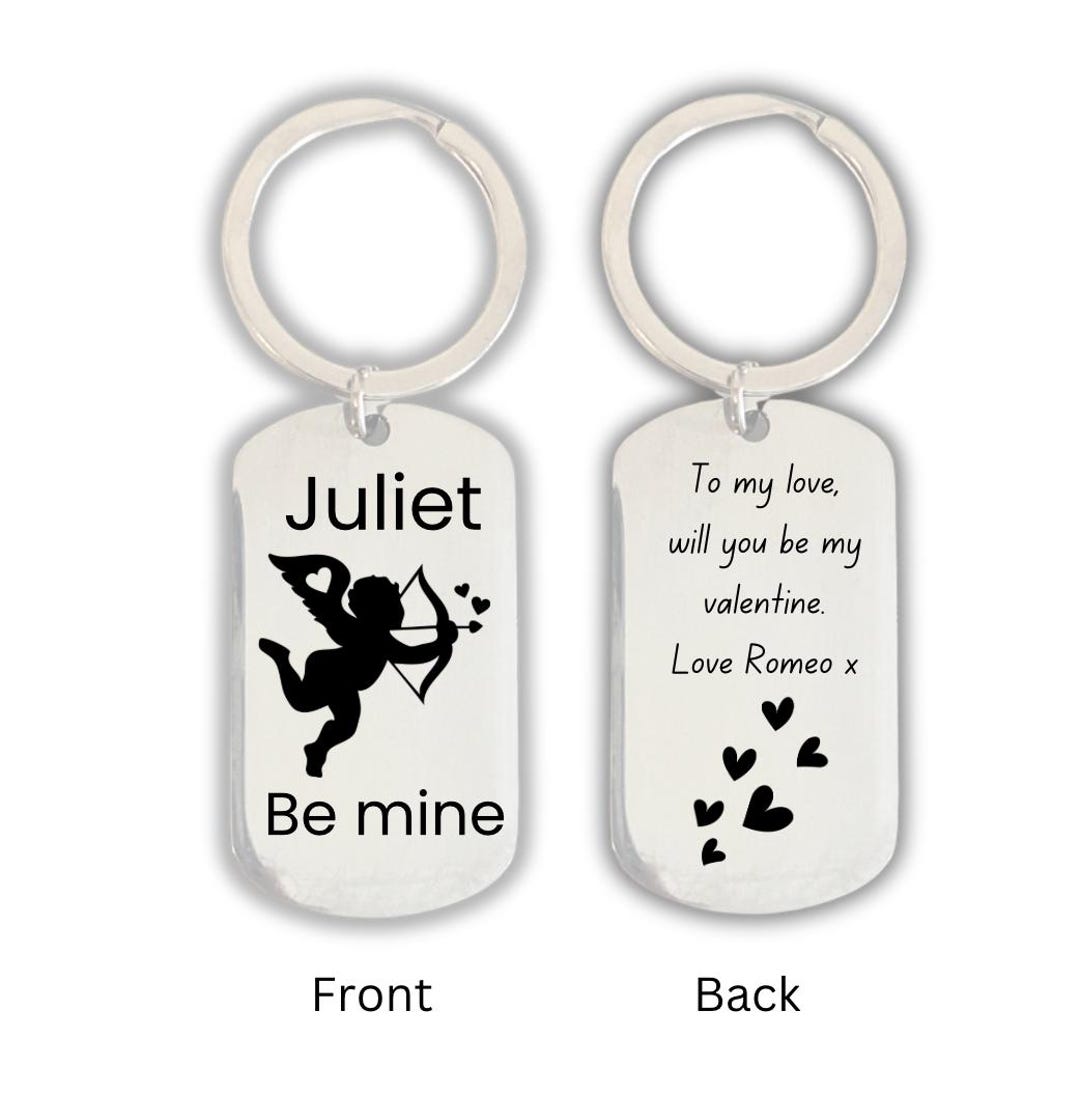 Valentines Day Keychain, "be My Valentine" Engraved Keyring ...