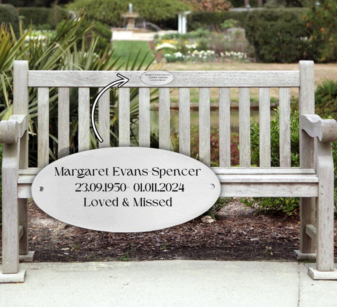 Memorial Bench Plaques in Stainless Steel, Oval Bench Plaque ...