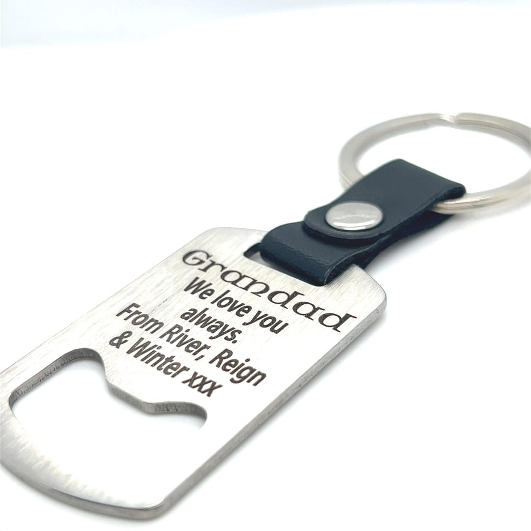 Personalised Engraved Bottle Opener Keyring – Custom Handwriting, Fonts ...
